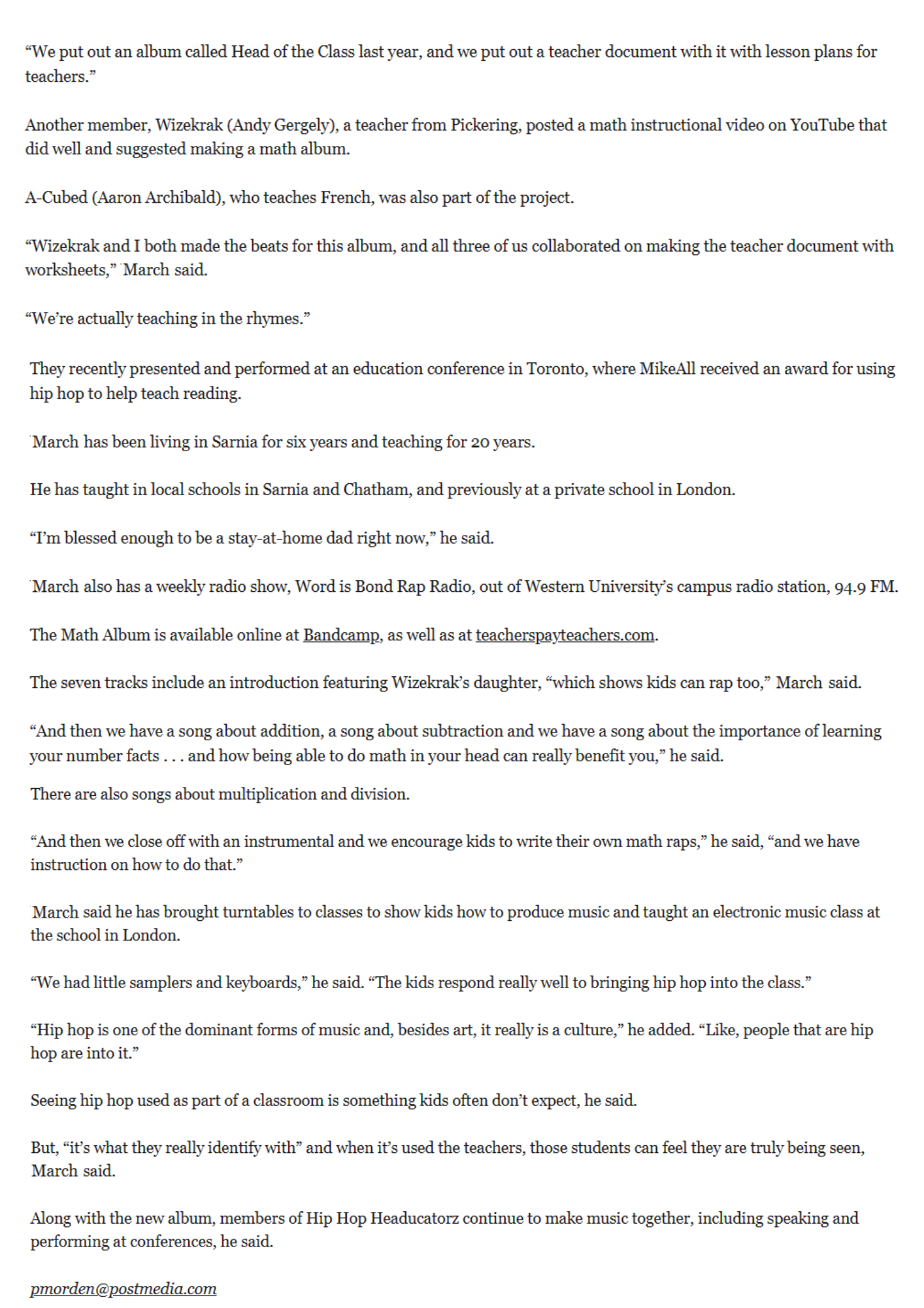 The Math Album Gets Newspaper Coverage | Hip Hop Headucatorz