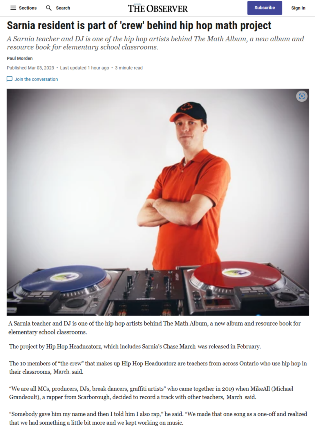 The Math Album Gets Newspaper Coverage | Hip Hop Headucatorz